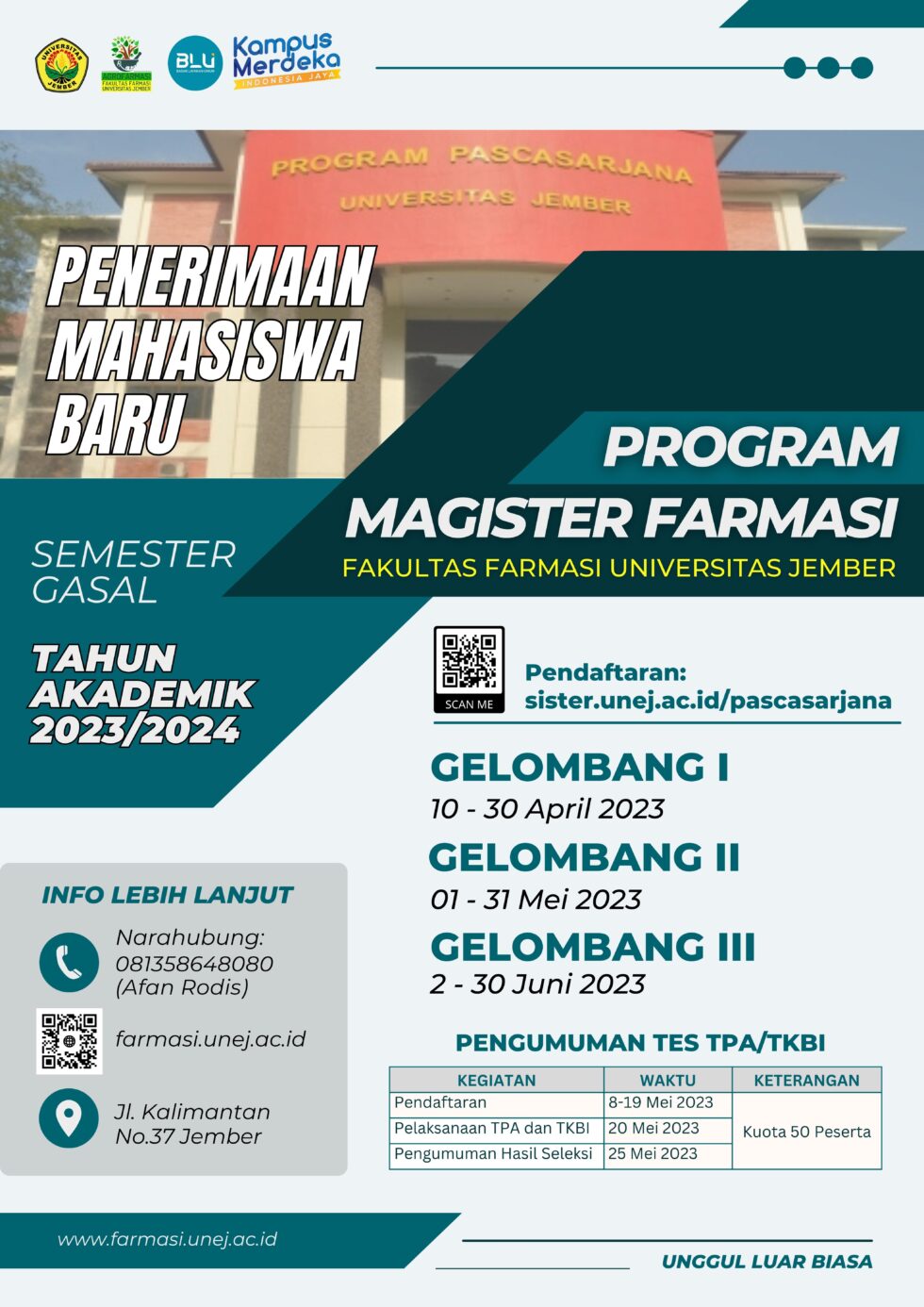 PENERIMAAN MABA PROGRAM MAGISTER FARMASI | FAKULTAS FARMASI